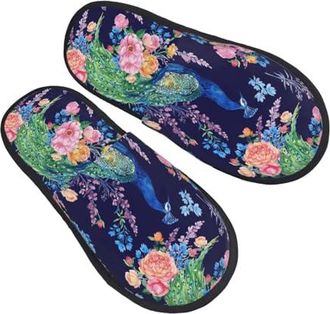 Generic Classiques Pantoufles en Feutre Paons et fleurs Maison Pantoufles Unisex Chaussons pour Homme pour Homme Femme Adulte M