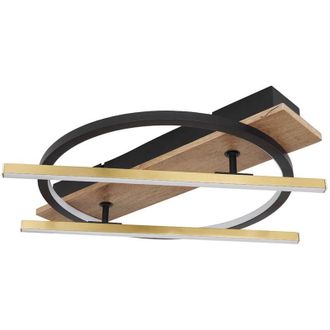 Globo Lighting Globo Lighting - Deckenleuchte Holz Designleuchte messing schwarz Deckenlampe Modern schwenkbar, Alu Metall, led 32W 1300Lm warmweiß, LxBxH 44x9x40 cm