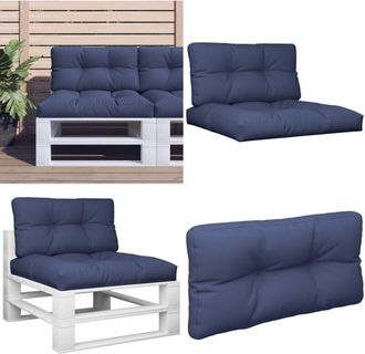 vidaXL Ensemble de coussins en palette bleu marine 70x40x12 cm tissu - Coussin de canap&eacute; - Coussin de terrasse