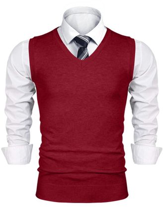 iClosam Pullunder Herren V-Ausschnitt Strickweste &Auml;rmellose Strick Weste Pullover Regular Fit M&auml;nner Strickjacken Tanktops