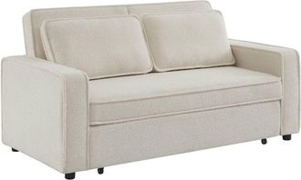 Sweeek 3-Sitzer Schlafsofa mit cremewei&szlig;em Boucl&eacute;-Bezug