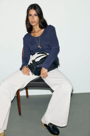 Gerard Darel T-shirt dentelle en coton et modal - BONA - Indigo