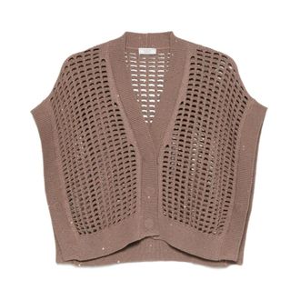 PESERICO Femme, Pulls, Brun, Taille: 42 FR Cardigan traforato scollo a V