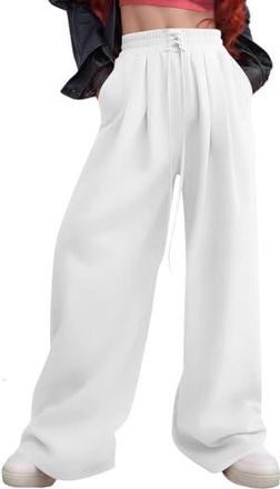 Generic Pantalon Jogging Femme avec Poches et Taille Elastique Pantalon de Jogging Taille Haute Oversize Baggy Femme Elegant D&eacute;contract&eacute; Pantalons Chaud Autom