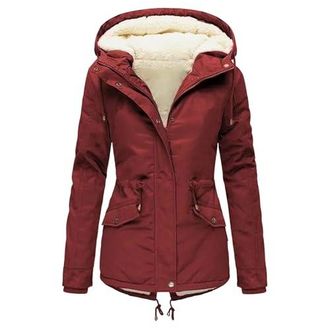 Generic Doudoune &agrave; capuche pour femme - Parka chaude - Doubl&eacute; en polaire - &Eacute;l&eacute;gant - V&ecirc;tement dext&eacute;rieur pour femme, rouge vin, 3XL