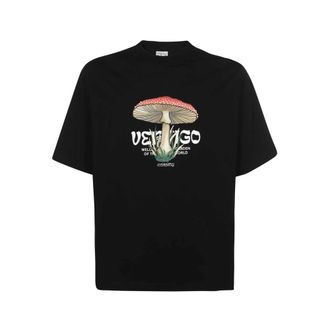 Marcelo Burlon Organische Baumwoll-T-Shirt mit Frontdruck - - Tops - Herren - Schwarzk - S