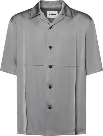 Jil Sander Homme, Chemises, Gris, Taille: XL Viscose Short Sleeve Shirt