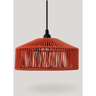 Licht-Erlebnisse Licht-erlebnisse - Pendelleuchte au&szlig;en Seil Lampenschirm E27 IP54 rund &oslash; 30 cm Terracotta Modern Au&szlig;enleuchte Garten H&auml;ngelampe Balkon
