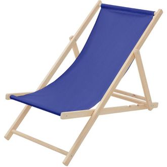 ECD Germany Ecd Germany - Chaise Longue Pliante Chilienne en Bois de Pin, Bleu Fonc&eacute;, Dossier R&eacute;glable, 3 Positions de Couchage, jusqu&agrave; 120kg, Bain de Soleil en