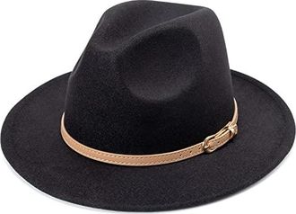 Dreshow Chapeau Fedora à Large Bord pour Femme Avec Boucle de Ceinture Rétro Panama Floppy Hat