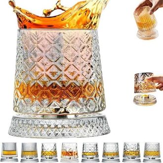 Generic Verre &agrave; spirituel rotatif &agrave; 360 degr&eacute;s en cristal avec base stable, rotation fluide pour lib&eacute;rer les ar&ocirc;mes et la relaxation, verre &eacute;l&eacute;gant pour la ma