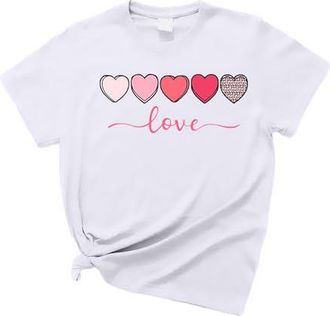 Generic T-shirt graphique pour femme pour la Saint-Valentin 2026, blanc, XXL