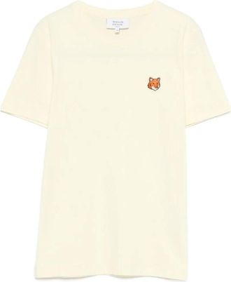 Maison Kitsun&eacute; Femme, Tops, Jaune, Taille: 40 FR Fox Head Regular Tee Shirt