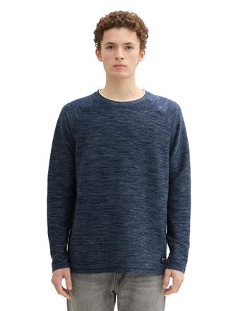 Tom Tailor Herren Basic Longsleeve in melierter Optik,13684 - Sky Captain Blue Non-Solid, M