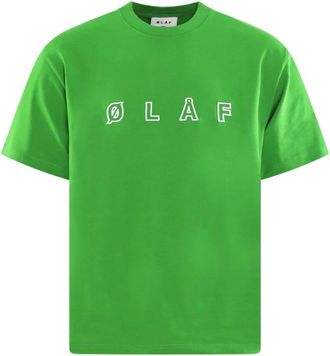 Olaf Hussein Homme, Tops, Vert, Taille: S T-shirt vert avec logo pour homme