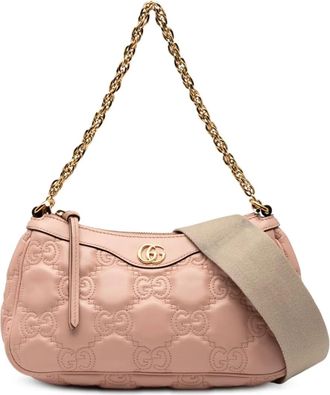 Gucci petit sac porté épaule en cuir à matelassage GG (2016-2025) - Rose