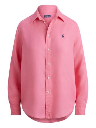 Polo Ralph Lauren chemise en lin &agrave; logo Polo Pony - Rose