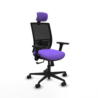 Piqueras y Crespo Schreibtisch mit 3D-Armen, h&ouml;henverstellbarer Lendenwirbelst&uuml;tze und h&ouml;henverstellbarem Kopfteil, ausgestattet mit 4 Positionen, Schwarz/Lila