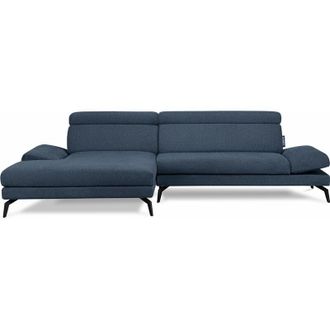 Konsimo Renar Ecksofa Modern, 4 Sitzer, bewegliche Kopfst&uuml;tze, blau - Konsimo