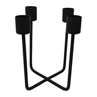 LaLe Living Kerzenhalter - Quattra - aus Eisen in Schwarz, 12,5x14,5cm, geeignet f&uuml;r 4 Stabkerzen als scandic Deko in Allen R&auml;umen oder als moderner Adventskranz 