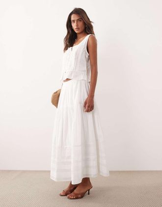 Abercrombie & Fitch Gestufter Boho-Maxirock in Wei&szlig;