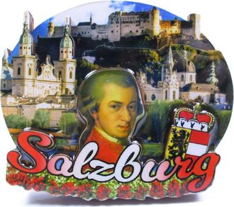 Generic Salzburg Mozart Holz Magnet Souvenir &Ouml;sterreich Burg Schloss mit Epoxy