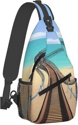 Generic Durable Sacoche Homme Bandouliere Art des montagnes russes de plage Sling Bag L&eacute;ger Sac &agrave; Poitrine pour Cyclisme Camping Homme