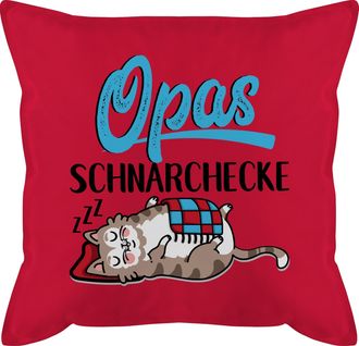 Shirtracer Kissen 50x50 - Opa Großvater - Opas Schnarchecke Katze - schwarz/blau - 50 x 50 cm - Rot - lustige Geschenke für Geschenk Grandpa schnarchplatz mit fü