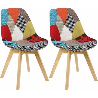 Woltu Woltu 2 x Esszimmerst&uuml;hle 2er Set Esszimmerstuhl Design Stuhl K&uuml;chenstuhl Holz gepolsterte Patchwork St&uuml;hle f&uuml;r Schlafzimmer Wohnzimmer