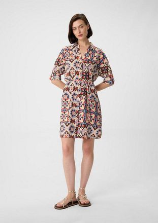 Comma Minikleid Kleid Kurzes Hemdblusenkleid mit All-over-Print