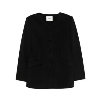 Lisa Yang Mantel mit V-Ausschnitt und Einreiher - - Jackets - Damen - Schwarzk - M