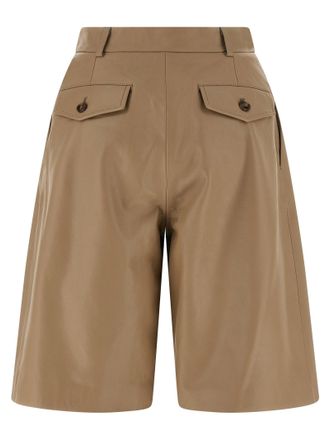 Yves Salomon Nappa Pleated Bermuda Shorts - Beige