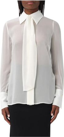 Elisabetta Franchi Femme, Blouses et Chemises, Beige, Taille: 38 FR Chemise en georgette avec Lavalli&egrave;re
