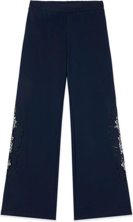 Oltre Sweatshirt-Jogger mit Broderie-Anglaise-Details - - Trousers - Damen - Blau - M