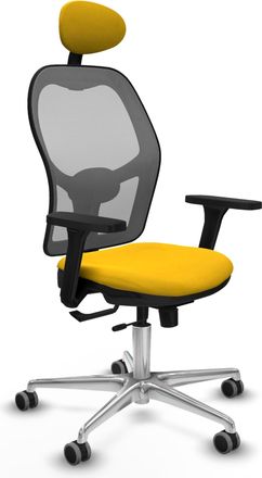 Piqueras y Crespo Ergonomischer Computerstuhl mit 3D-Armen, h&ouml;henverstellbarer Lendenwirbelst&uuml;tze und festem Kopfteil, ausgestattet mit Syncro/Traslack und injiziertem 