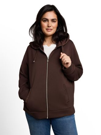 Tom Tailor Kapuzensweatjacke TOM TAILOR PLUS, Damen, Gr. 52, braun (java schwarz braun), Sweatware, Obermaterial: 51% Polyester, 42% Viskose, 7% Elasthan, normal