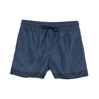 Gucci Bedruckte Technische Popeline-Badeshorts - - Swimwear - Herren - Blau - M