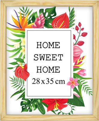 MG Design Natural Bilderrahmen 28 x 35 cm - Aus echtem Holz mit Acrylglas, zum Aufhängen & Aufstellen, für Fotos, Poster & Puzzle