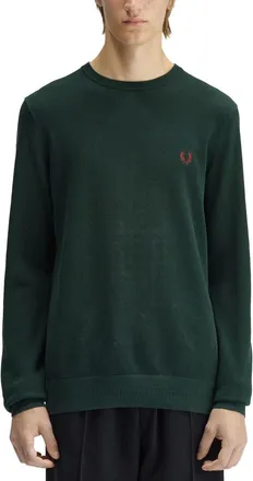 Fred Perry Logo-Embroidered Cotton Sweater - Green