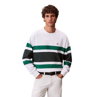 Calvin Klein Premium Terry Block Stripe Sweatshirt - - Sweatshirts & Hoodies - Herren - Wei&szlig; - XS