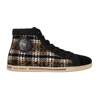 Dolce & Gabbana Beige Braun Logo High Top Sneakers - - Shoes - Herren - Mehrfarbig - 44 EU