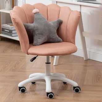 Generic Samt-Schreibtischstuhl Mit Muschelr&uuml;cken - Verstellbarer Drehstuhl for Das Heimb&uuml;ro Oder Den Schminktisch(/Pink B)