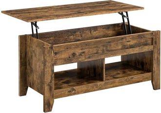 Yaheetech Table Basse Relevable Plateau relevable, Table Salon Fonctionnelle, Table Salle &agrave; Manger, Deux Compartiements Cach&eacute;, Design Moderne en Bois MDF 104 x 