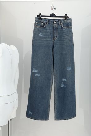 Dior Mens Jeans Destroyed Denim Blue Cotton