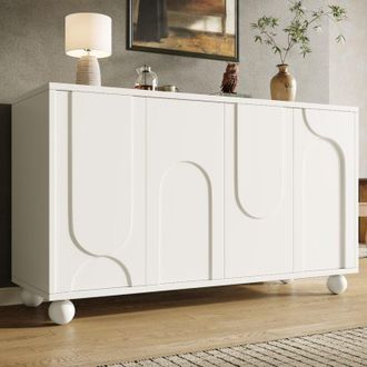 STILVORA Buffet et Enfilade avec 2 Portes et &Eacute;tag&egrave;re R&eacute;glable, Anti-Basculement, Style Moderne, en MDF, 120&times;35&times;71 cm, Blanc