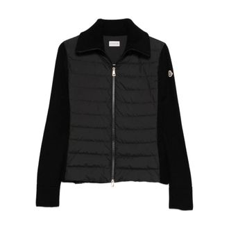Moncler Wattierte Strickjacke mit Wollanteil und Rei&szlig;verschluss - - Jackets - Damen - Schwarzk - XS