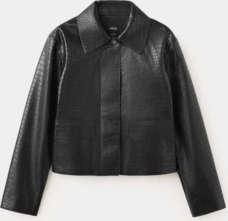 Mango Jacke mit Krokoleder-Effekt schwarz - Damen - XXS - MANGO