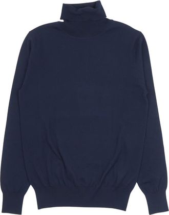 Aspesi Homme, Pulls, Bleu, Taille: M Merino Wool Turtleneck Sweater