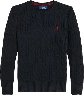 Ralph Lauren Homme, Pulls, Noir, Taille: S Pull en coton &agrave; maille torsad&eacute;e