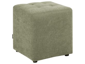 Beliani Pouf Hocker mit Holzbeinen Stoff gr&uuml;n gesteppt quadratisch 38x38 cm Kansas